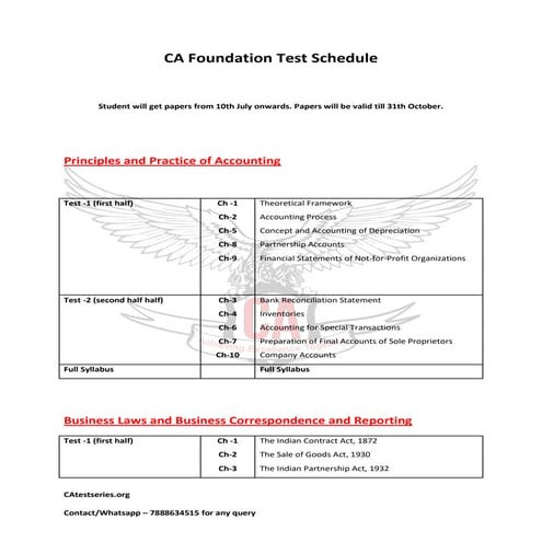 Ca foundation-test-schedule - pdf | PDF