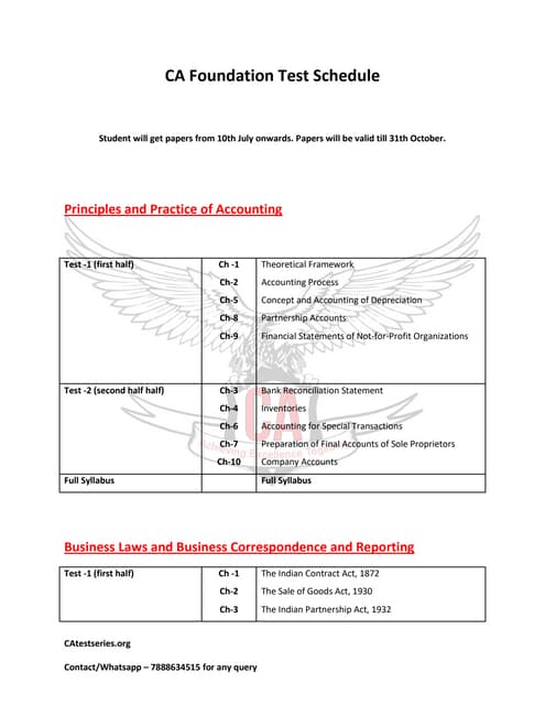 Ca foundation-test-schedule - PPT | PDF
