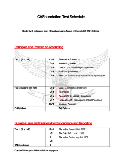 Ca foundation-test-schedule - pdf | PDF