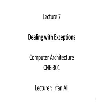 Dealing With Exceptions Computer Architecture Part 1 Ppt 