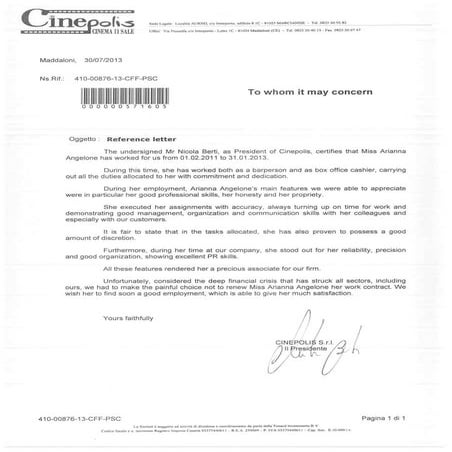 Reference Letter Cinepolis | PDF