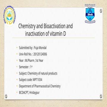 Bioactivation and inactivation of vitamin D | PPTX