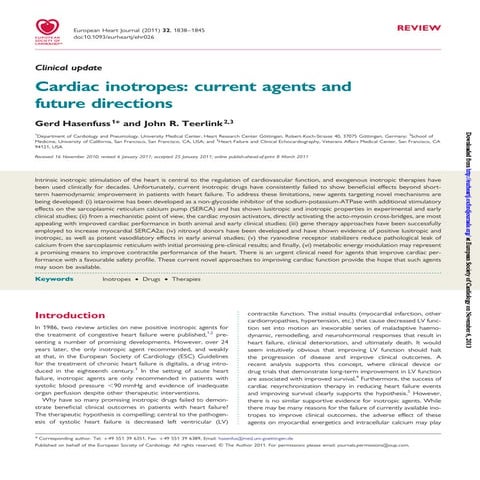 Cardiac Inotropes : Current Agent and Future Directions | PDF