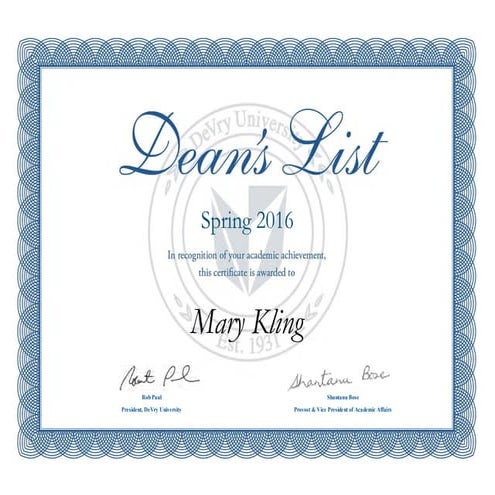 Dean's list Summer 2016 | PDF