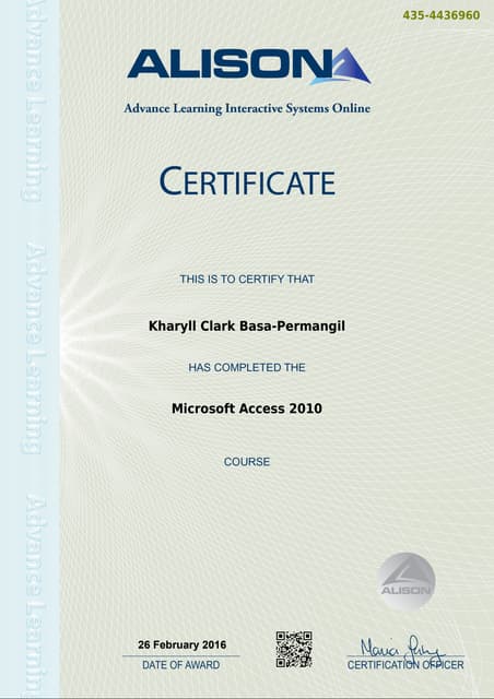 Microsoft Excel 2010 Certificate | PDF