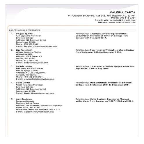 Professional References | DOC