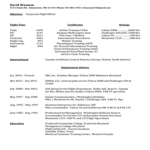 David Resume | DOCX | Air Travel | Travel Type