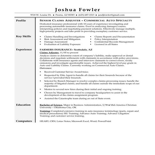 Josh Resume | DOC | Motor Insurance | Insurance