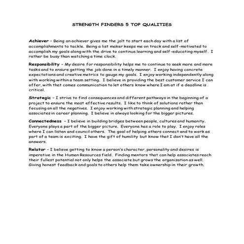 STRENGTH FINDERS 5 TOP QUALITIES | PDF