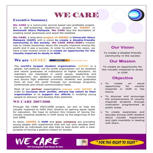 Sponsorship Proposal for WE CARE 08 | PDF