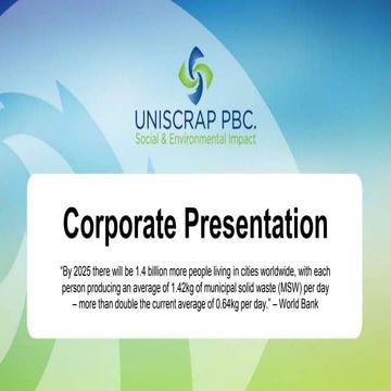 UNISCRAP PBC Corporate Presentation v1.8 (World Bank) | PPTX ...