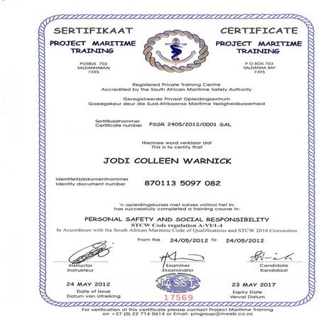 Jodi - Personal Safety & Social Responsibility | PDF