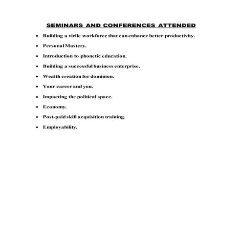 SEMINARS AND CONFERENCES ATTENDED | DOCX
