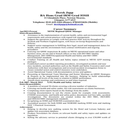 Derek Japp - CV | DOC