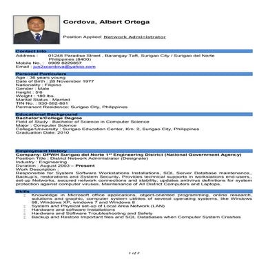 AlbertCordova_Resume_DBA | PDF