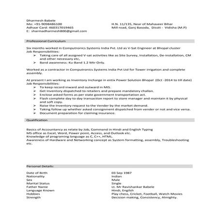 Dharmesh Babele | DOC | Business | Business and Finance