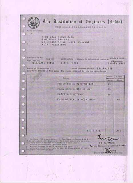 MBA Mark Sheet (1) | PDF | Business | Business and Finance