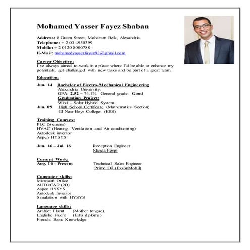 Mohamed Yasser C.V | PDF