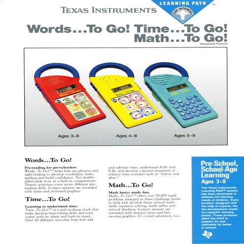 TI_Words_Time_Math To Go New Product Sales Sheet | PDF