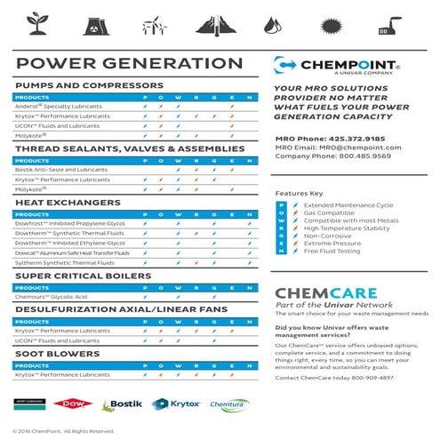 ChemPoint Power Generation Line Card v6 (Print) | PDF | Chemistry | Science