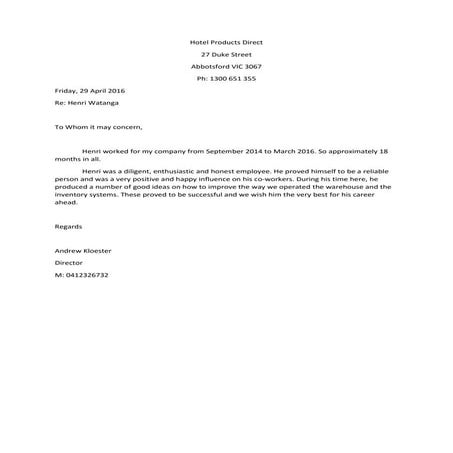 Henri Watanga Reference - Hotel Product Direct | PDF