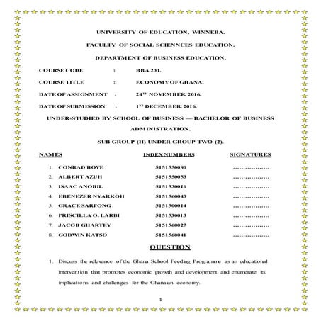 School Feeding Programme--Economy of Ghana | DOCX