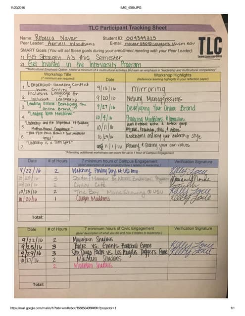 TLC Tracking Sheet | PDF