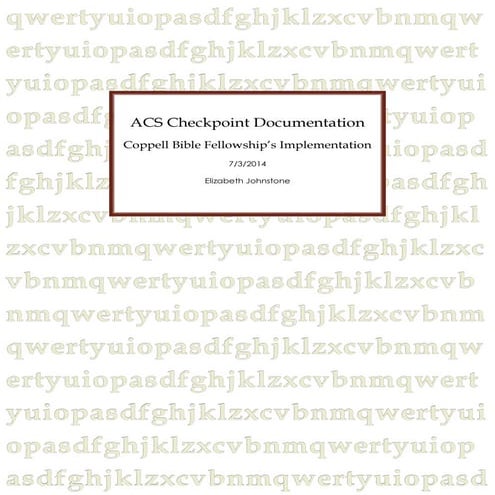 ACS Checkpoint Documentation for CBF | PDF