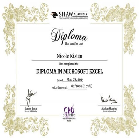 Diploma in Microsoft Excel | PDF