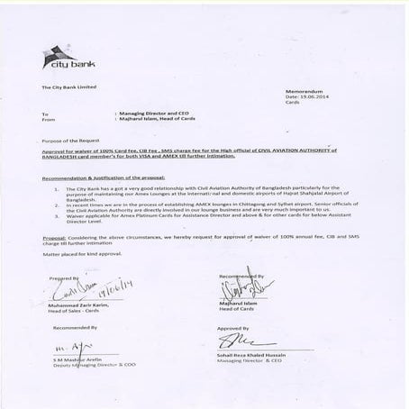 Caab city bank memorandum | PDF