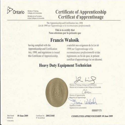 Apprenticeship Certificate | PDF