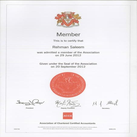 ACCA - Membership Certificate | PDF