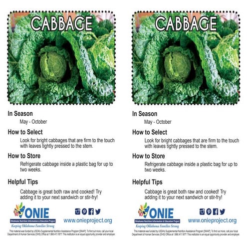 Cabbage Recipe Card | PPT