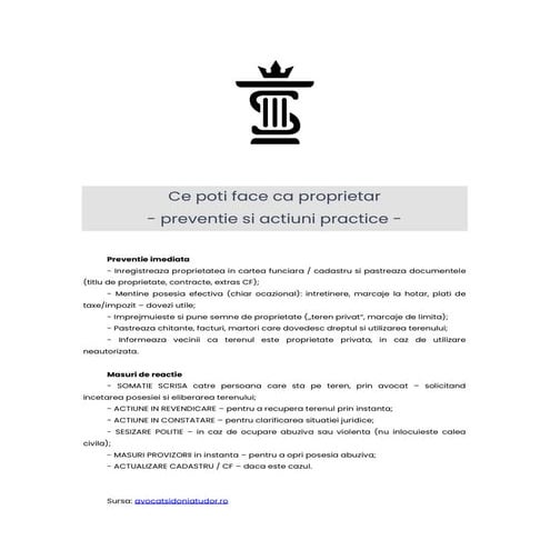 Ce poti face ca proprietar – preventie si actiuni practice | PDF