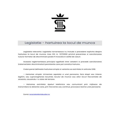 Legislatie - hartuirea la locul de munca | PDF