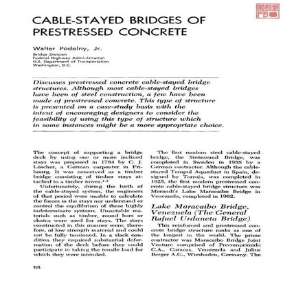 Cable stayed bridges of prestressed concrete. | PDF