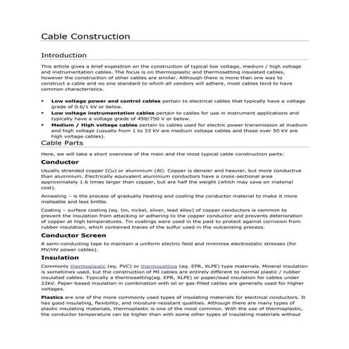 Cable construction | PDF