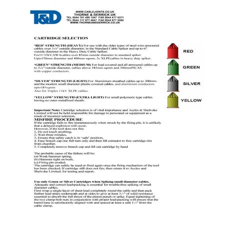 Cable Spiking Tools - Cartridge Selection Guide | PDF