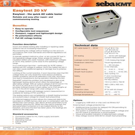 Cable test set_easytest_20_kv | PDF