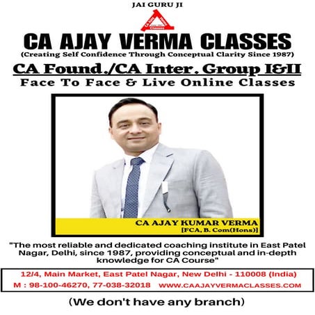 CA AJAY VERMA CLASSES (AVC) is one of the oldest, most reputed, and ...