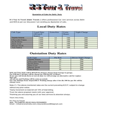 Cab quotation fbd | PDF