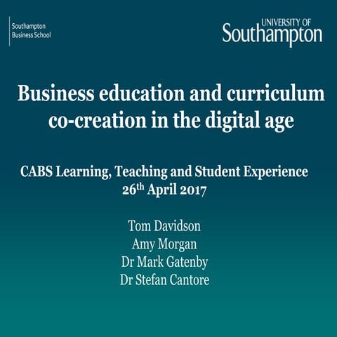 Business Education and Curriculum Co-Creation in the Digital Age | PPTX