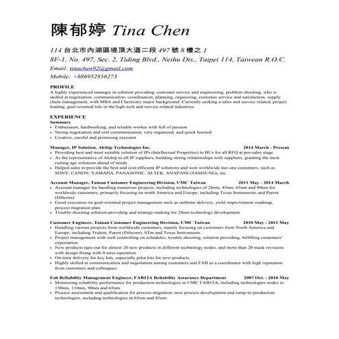 Resume_Tina Yu-Ting Chen_2016 | DOC