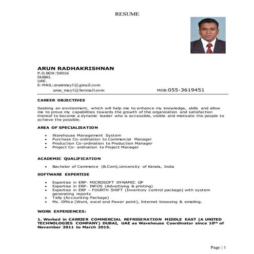 arun_CV-UAE | DOCX