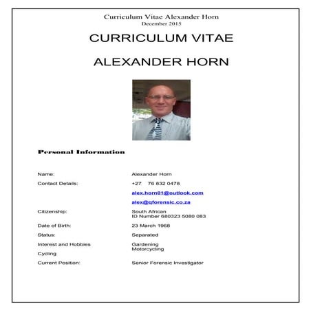 Latest - ALEX CV - December 2015 | DOC | Crime & Harmful Acts to ...