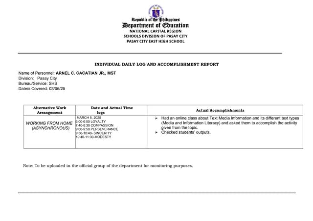 Individual daily-log-and-accomplishment-report-1 | DOCX