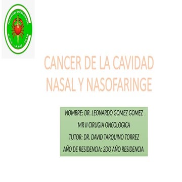 CA CAVIDAD NASAL Y NASOFARINGE. diagnóstico y tratamiento pptx | PPTX