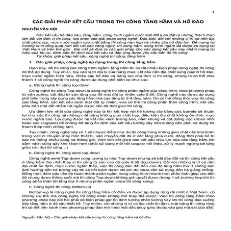 Cac giai phap ket cau trong thi cong tang ham va ho dao _ Nguyen Van ...