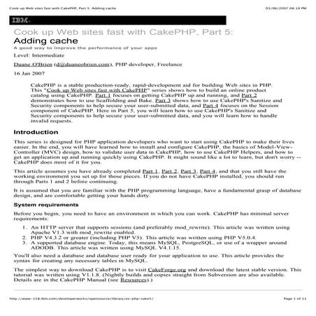 Cakephp's Cache | PDF