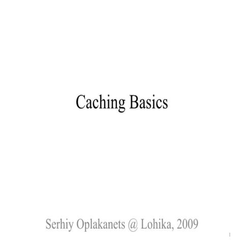 Caching Basics | PDF